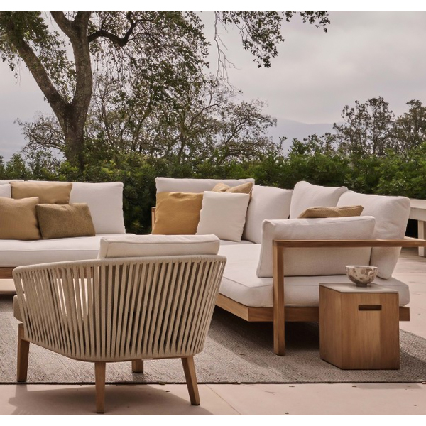 Outdoor Teak Deep Sofa Set Natural Color - Aqma Furniture